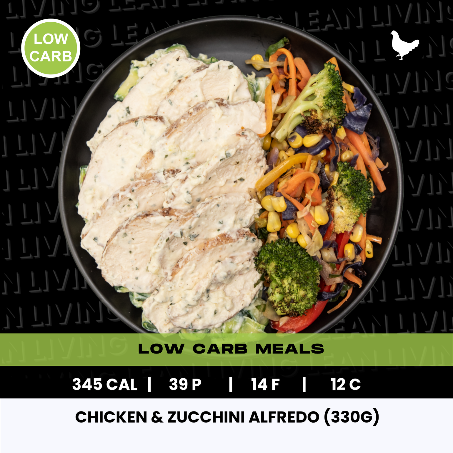 Chicken & Zucchini Alfredo With Summer Stir-fry ( 330g) – Lean Living